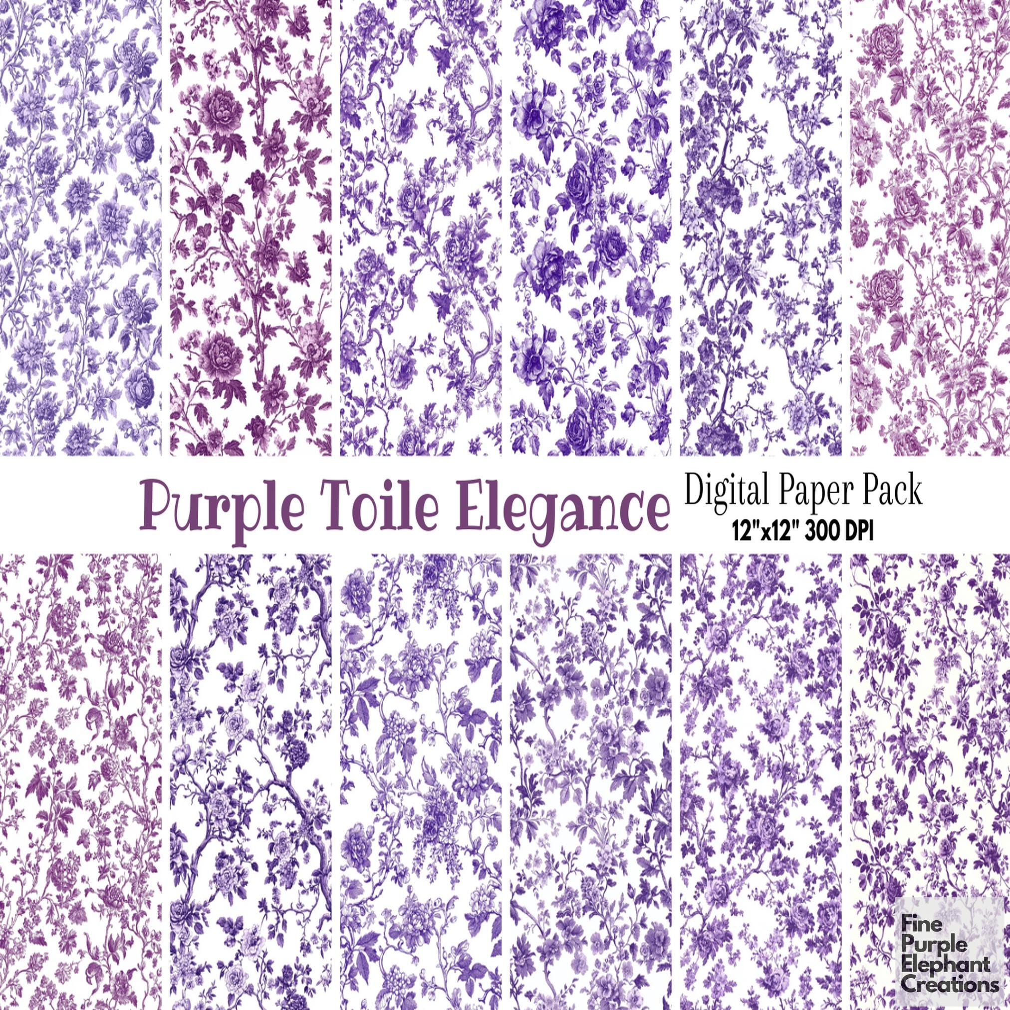 Purple Toile Elegance Digital Paper | Delicate Floral Garden ...