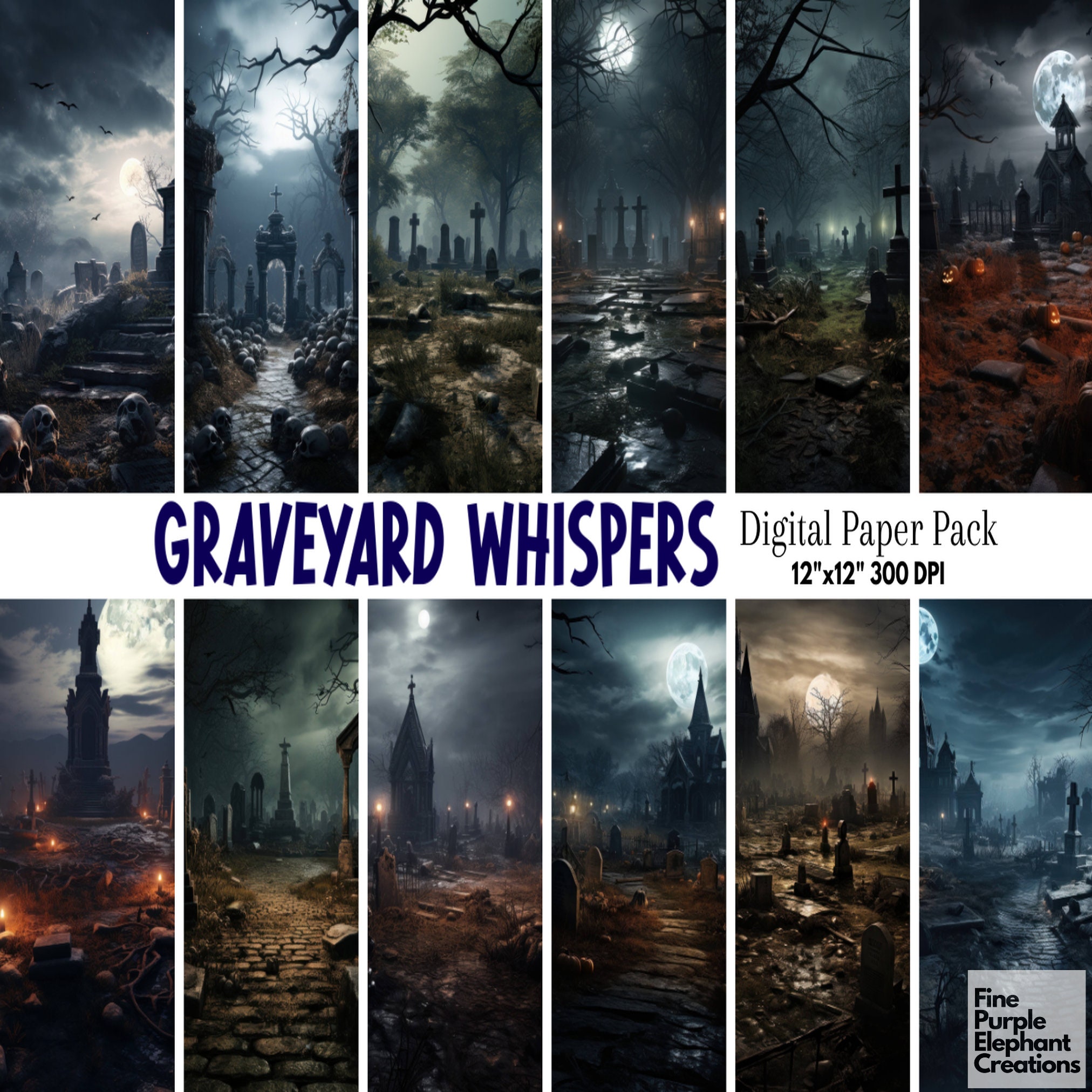 Scary Graveyard Digital Paper | Halloween Sublimation | HD Scary ...