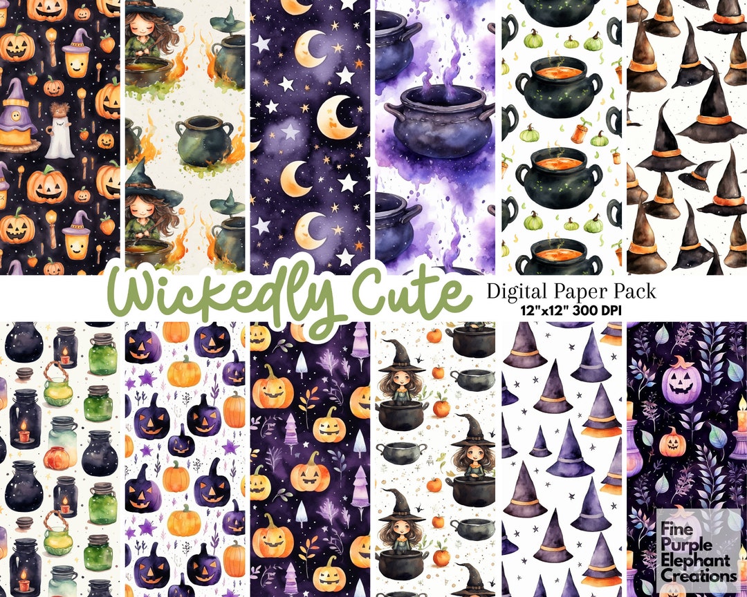 Cute Witch Digital Paper Kids Halloween Pattern Cute - Etsy