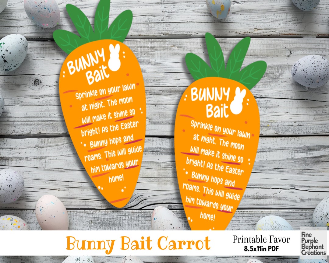 Printable Easter Bunny Bait Digital Paper Cards | Basket Filler Small ...