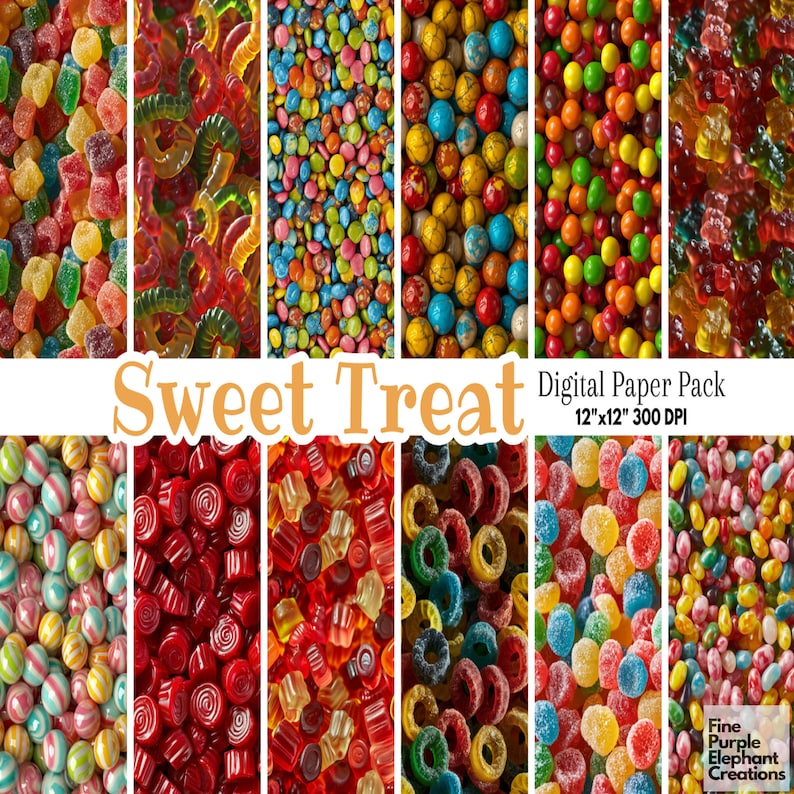 Candy Textures Digital Paper | Printable Party Cake Sweets Scrapbook ...