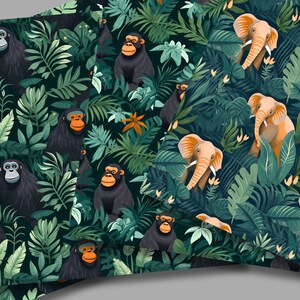 Jungle Safari Digital Paper Rainforest Animal Sublimation Safari ...