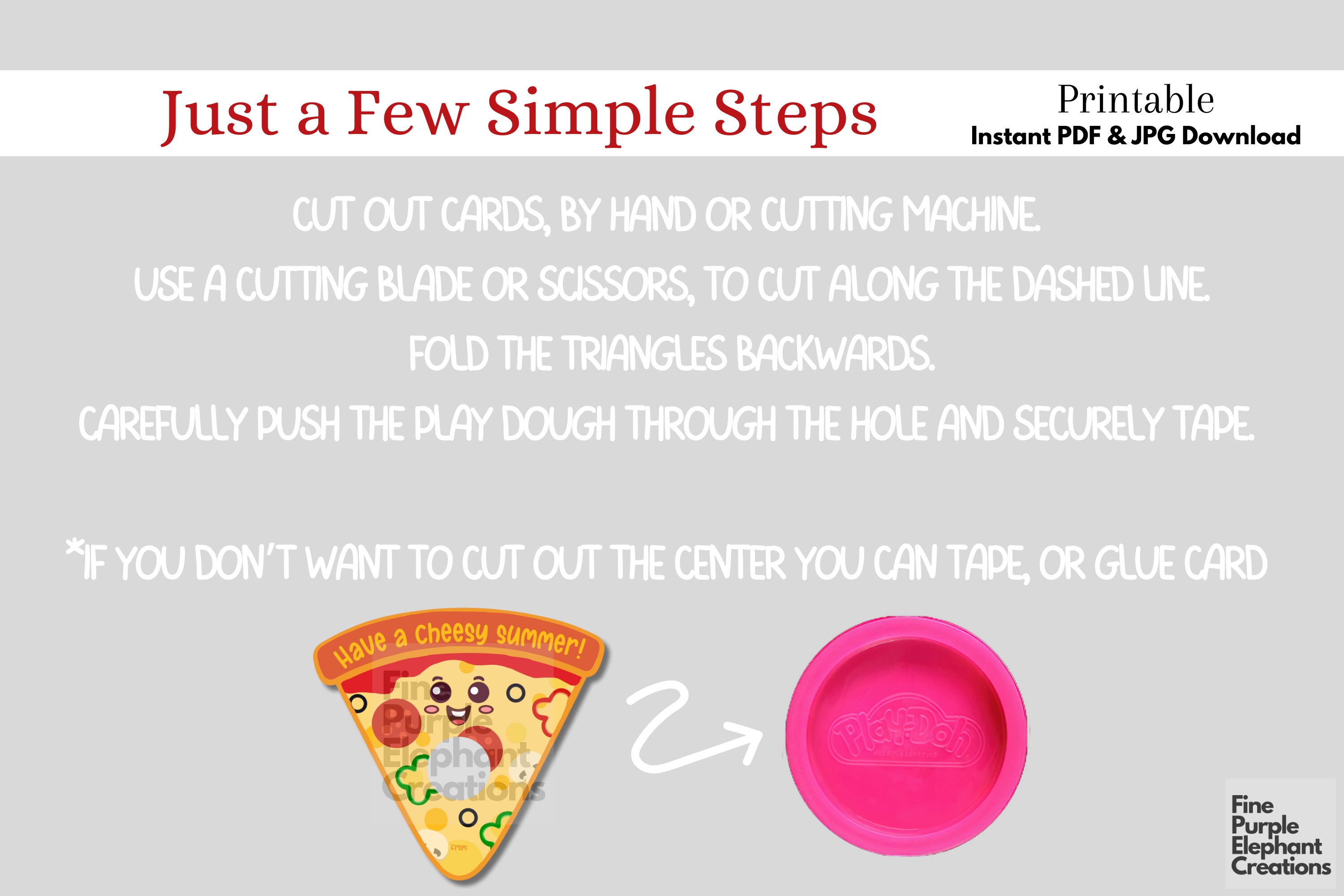 Printable Play Dough Pizza Summer Digital Paper Cards | Non-candy ...