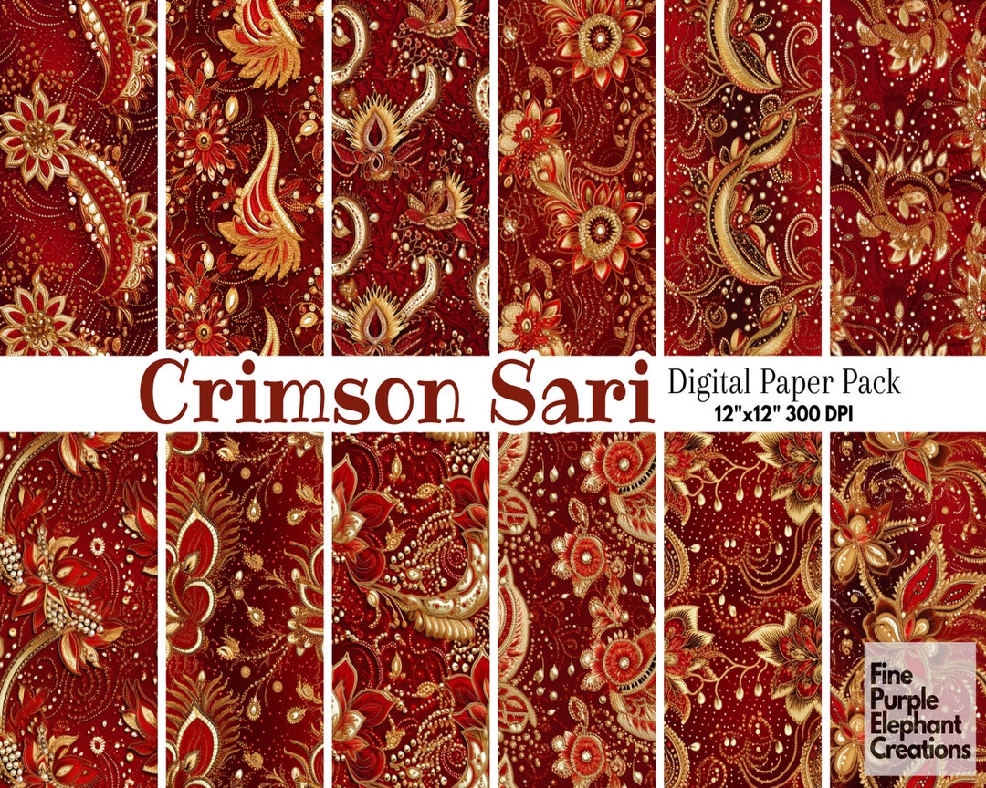 Traditional Hindu Wedding Digital Paper Red Gold Beaded Sublimation ...