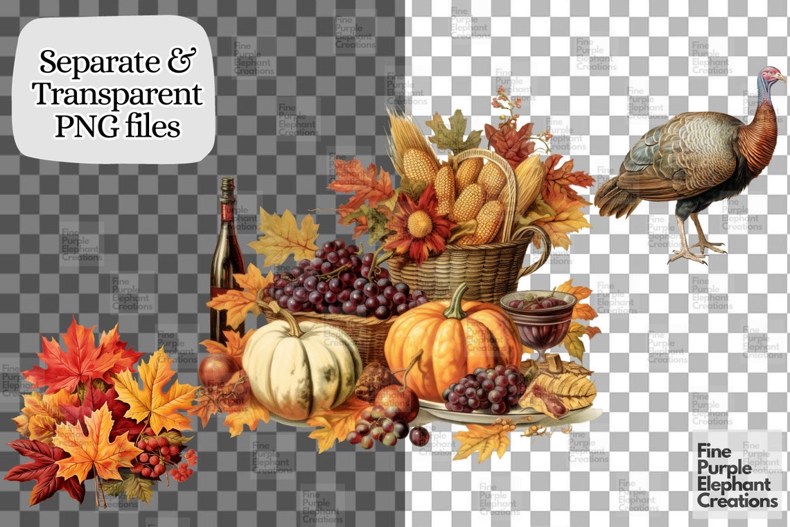 Vintage Thanksgiving Cornucopia PNG Clipart | Fall Pumpkin Sublimation ...