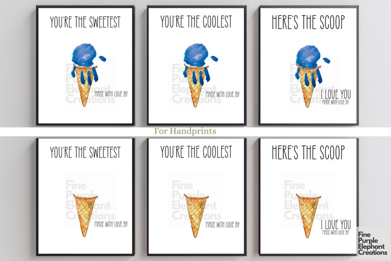 Custom Ice Cream Cone Handprint Digital Art Print | Mother Father Day ...