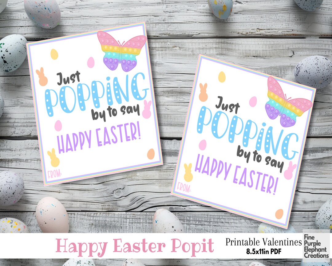 Printable Kids Poppin Easter Digital Paper Cards | Non-candy Pop School ...