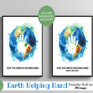 Custom Earth Day Helping Hand Handprint Digital Art Print | Gift ...