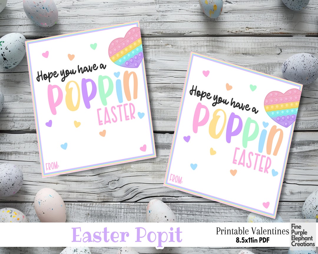 Printable Kids Pop It Easter Digital Paper Cards Non-candy Poppin ...