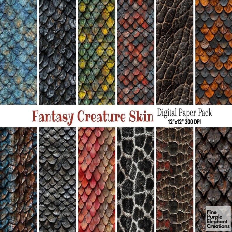 Fantasy Creature Skin Scales Texture Digital Paper - Colored Exotic ...