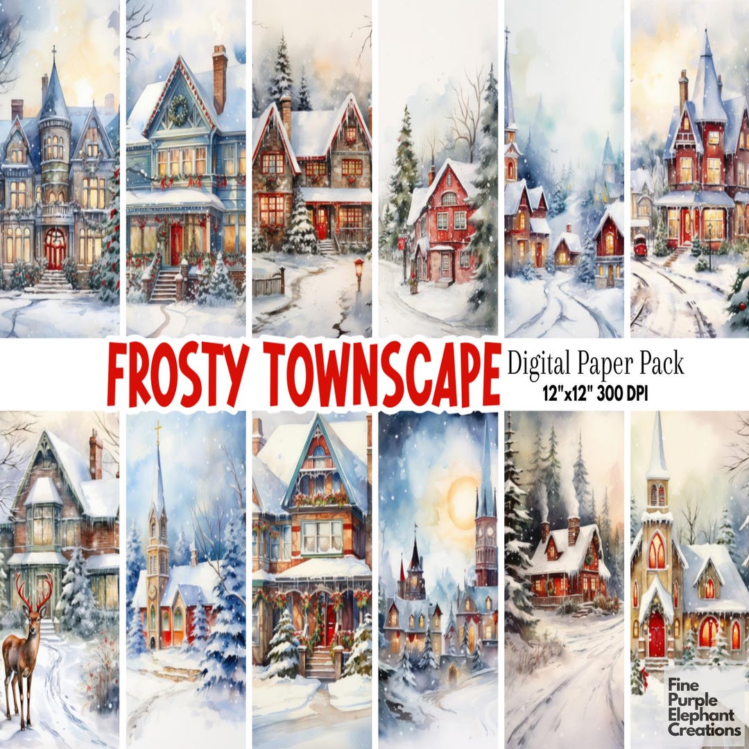 Winter Village Digital Paper | Christmas Sublimation | HD Wallpaper ...