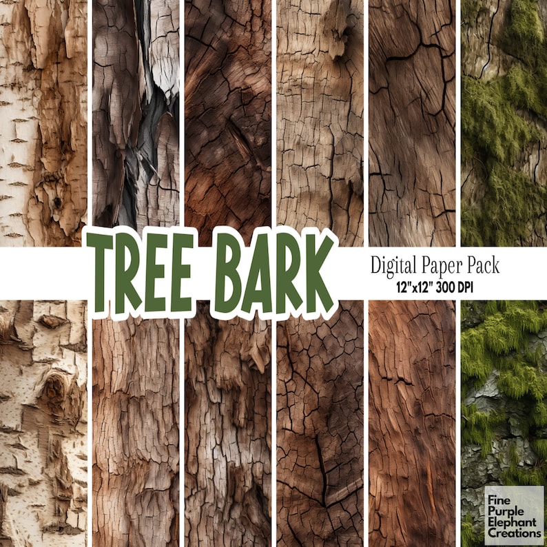 Tree Bark Digital Paper | Nature Camping Scrapbook | Forest Sublimation ...