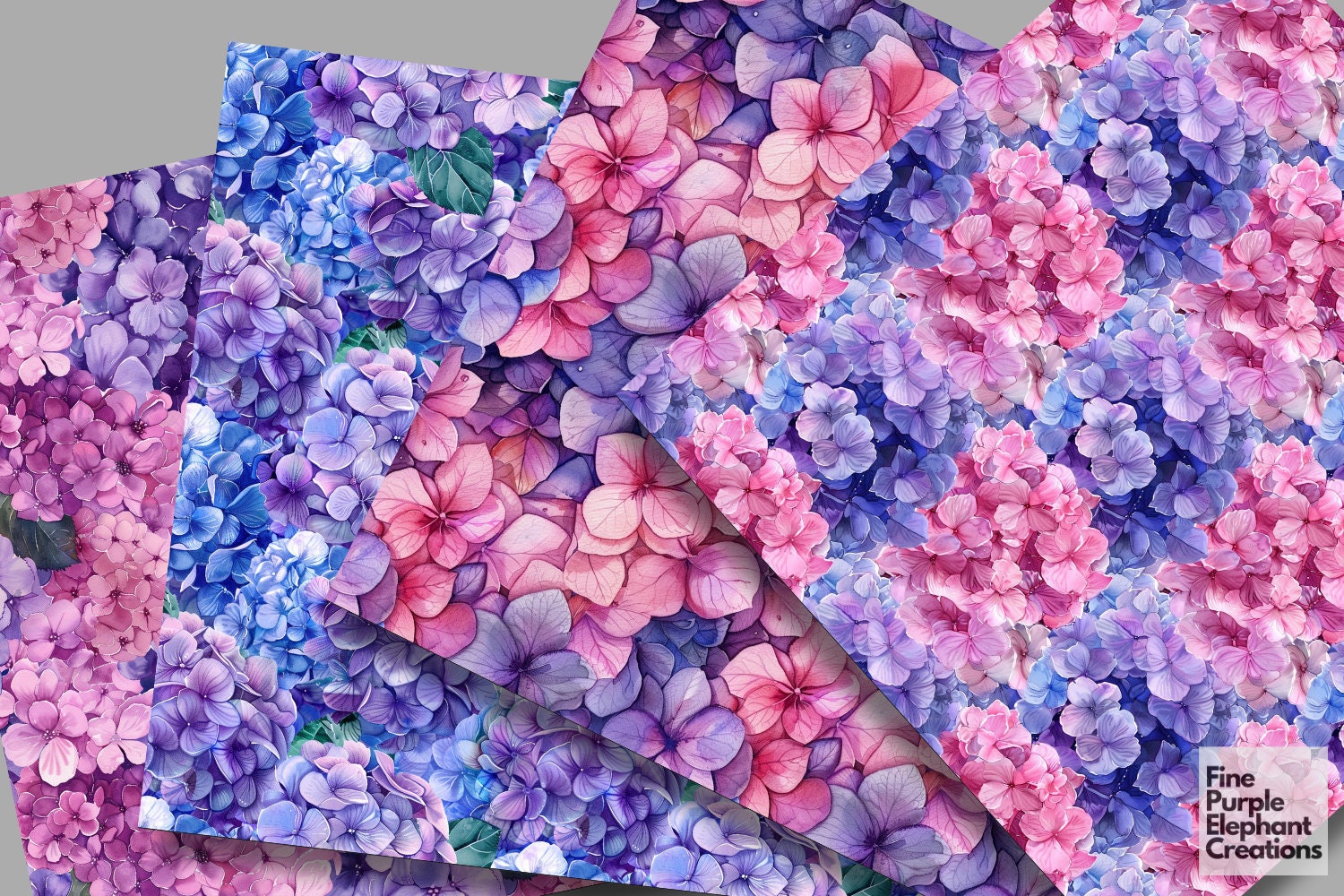 Watercolor Hydrangea Flowers Digital Paper | Spring Summer Bloom ...