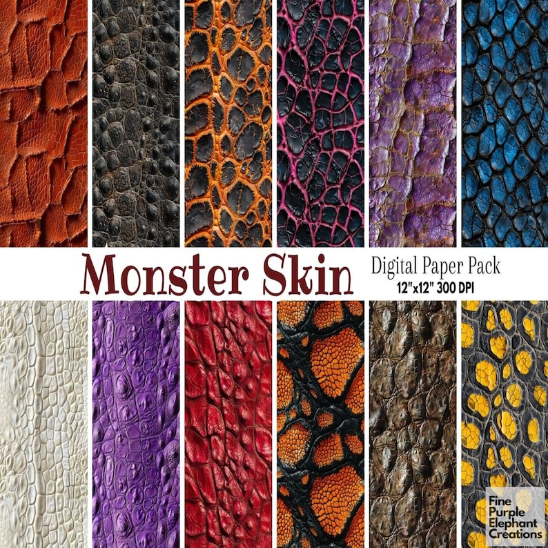 Monster Skin Scales Texture Digital Paper - Bright Colored Exotic ...