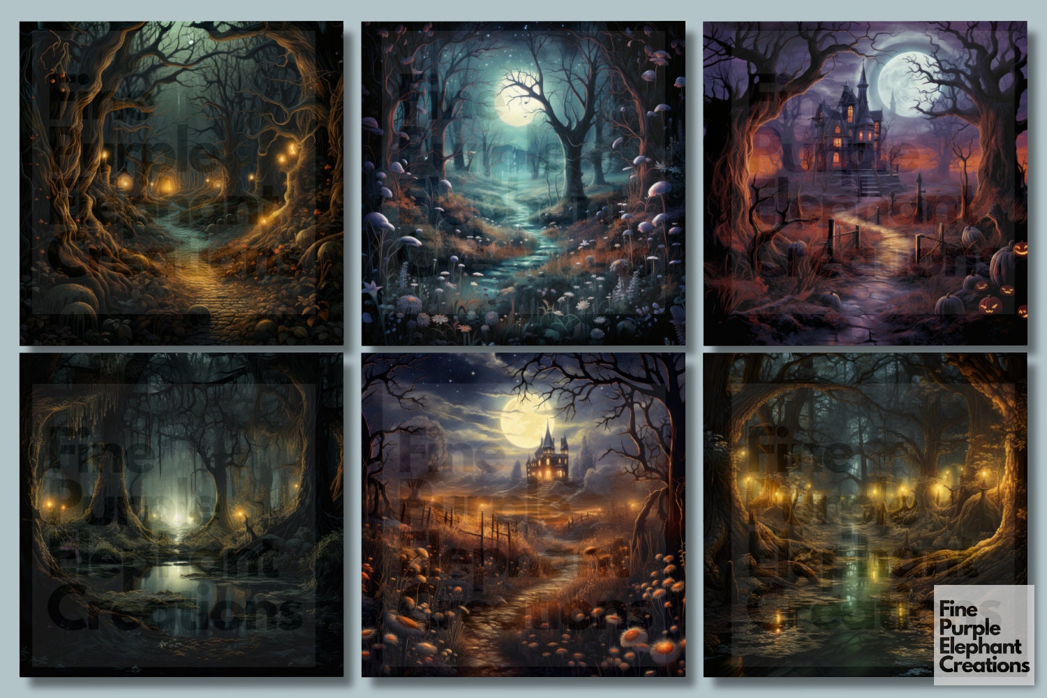 Spooky Halloween Digital Paper | Haunted House Sublimation | HD ...