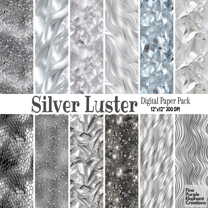 Silver Metallic Texture Digital Paper | Glam Glitter Shimmer ...
