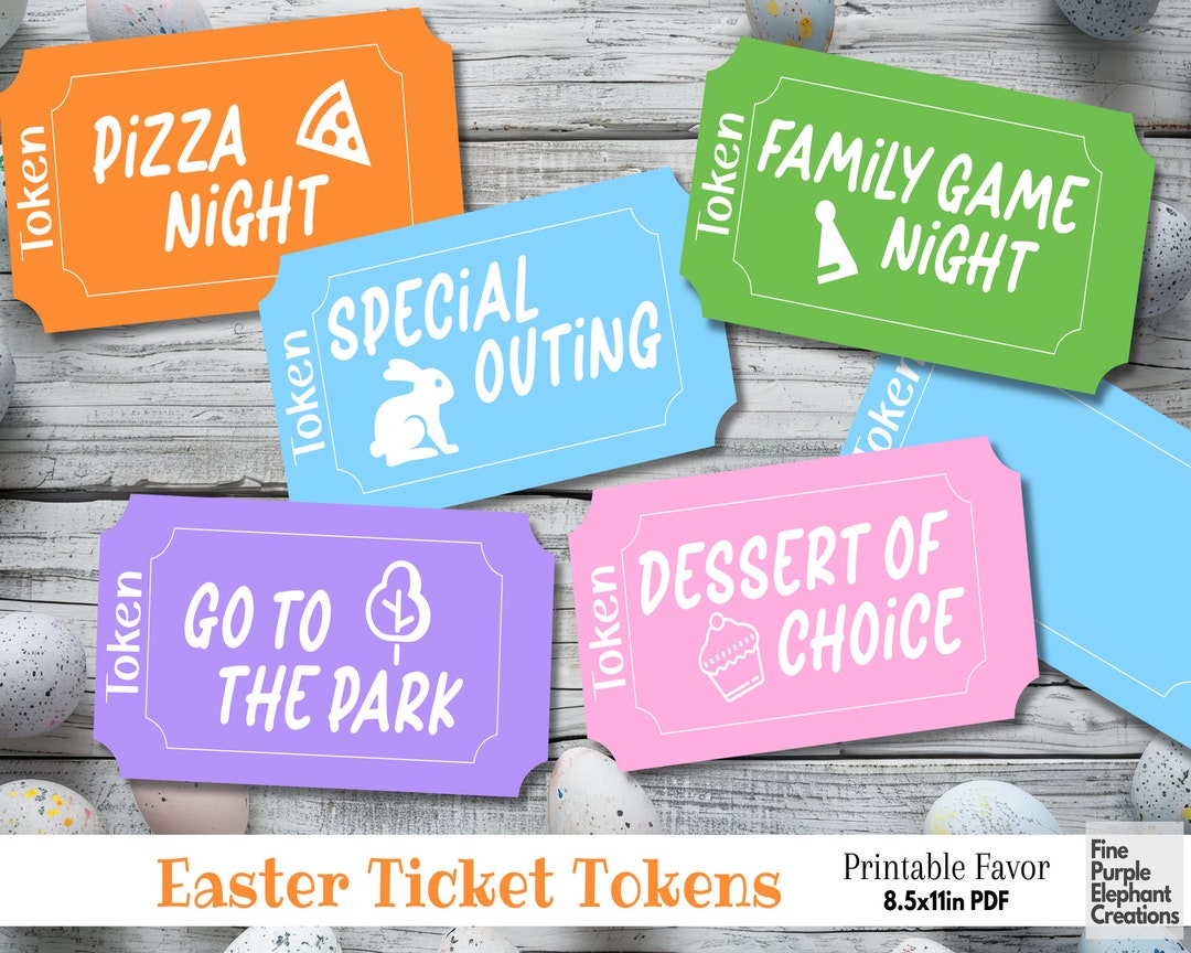 Printable Easter Coupon Tickets Digital Paper Cards | Egg Basket Filler ...