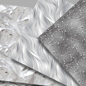 Silver Metallic Texture Digital Paper | Glam Glitter Shimmer ...