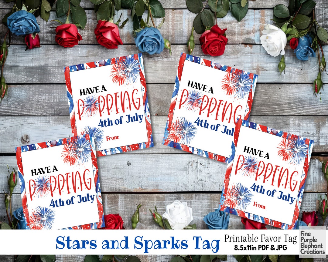 Firework 4th of July Printable Tag Label - Summer Happy Fourth ...