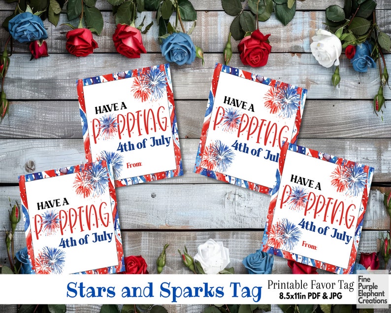 Firework 4th of July Printable Tag Label Summer Happy Fourth ...
