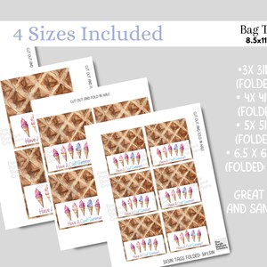 Watercolor Ice Cream Cone Printable Treat Bag Topper Card - Favor End ...