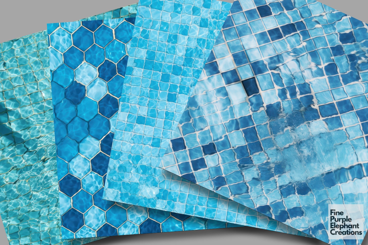Pool Water Digital Paper | Summer Scrapbook Pattern | Light Reflection ...