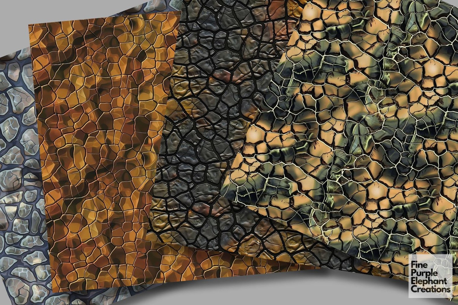 Illustrated Dinosaur Skin Scale Digital Paper - Prehistoric Jurassic ...