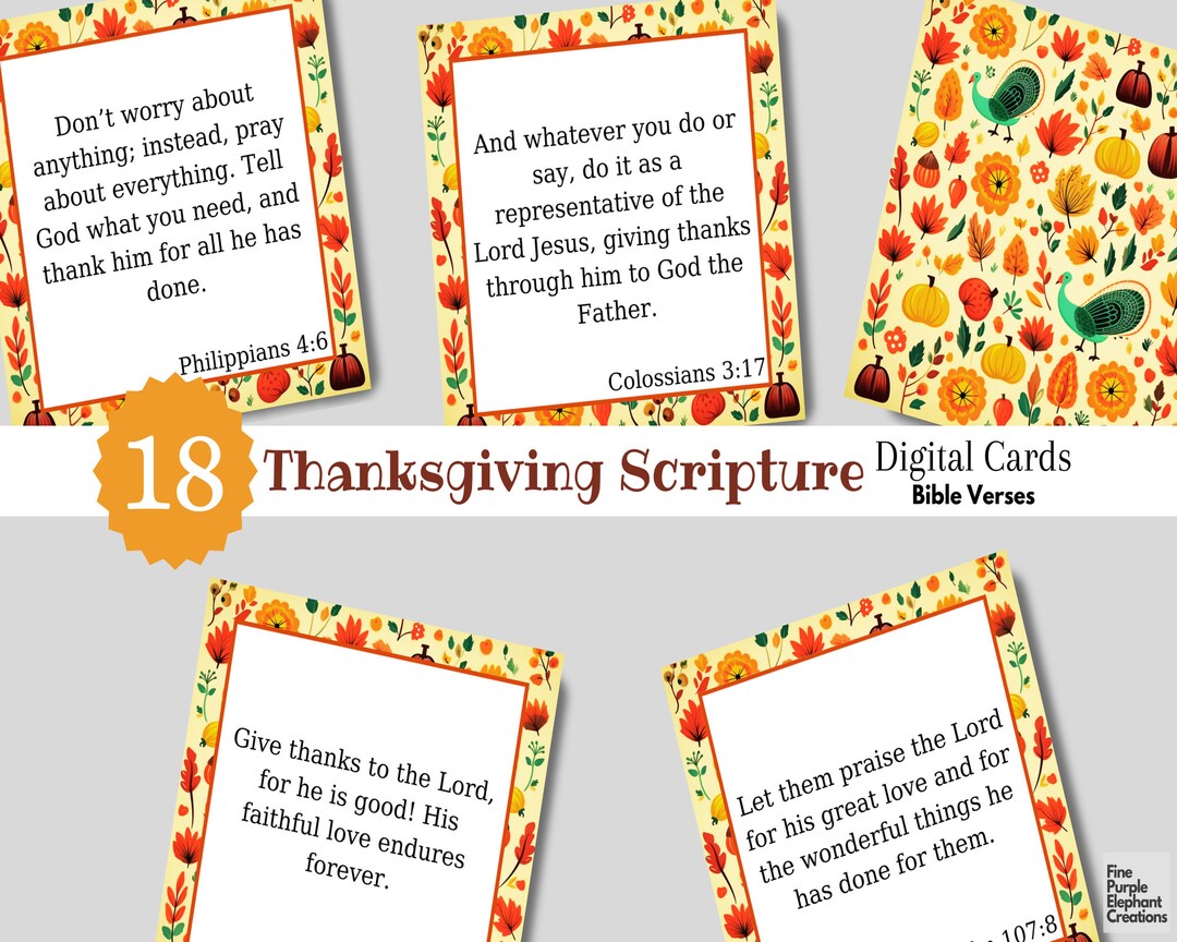 Printable Thanksgiving Scripture Cards Gratitude Thankful - Etsy
