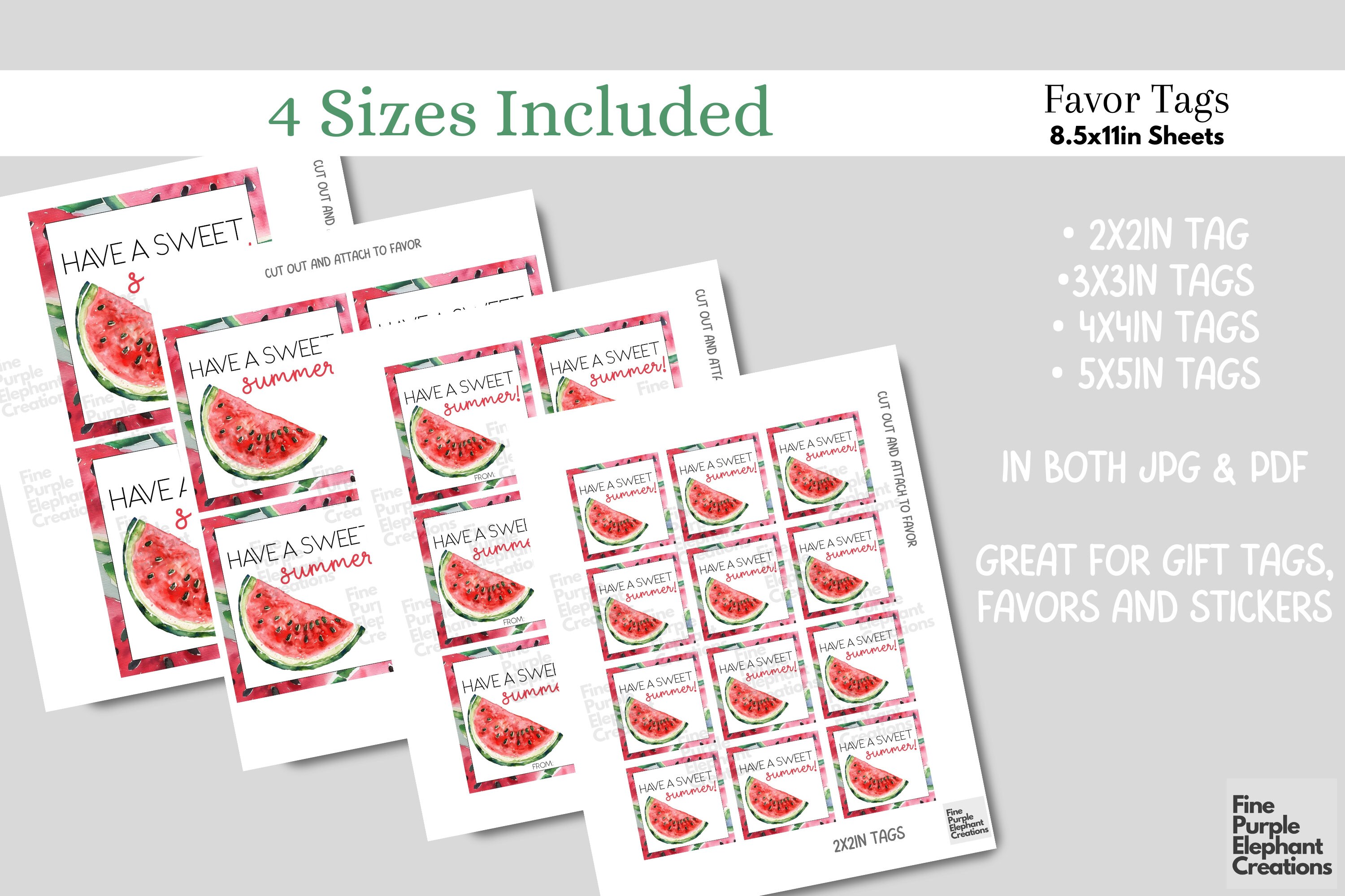 Sweet Watermelon Fruit Printable Favor Tag Label personalized End ...