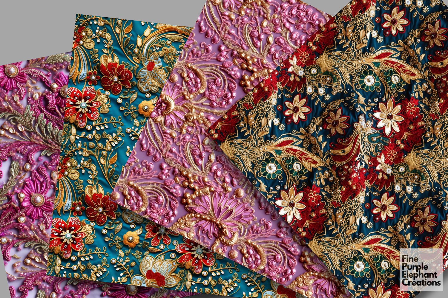 Elegant Indian Wedding Digital Paper | Pink Blue Beaded Sublimation ...