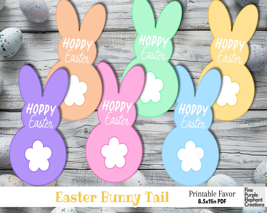 Printable Easter Bunny Donut Tail Digital Paper Cards Basket Filler ...