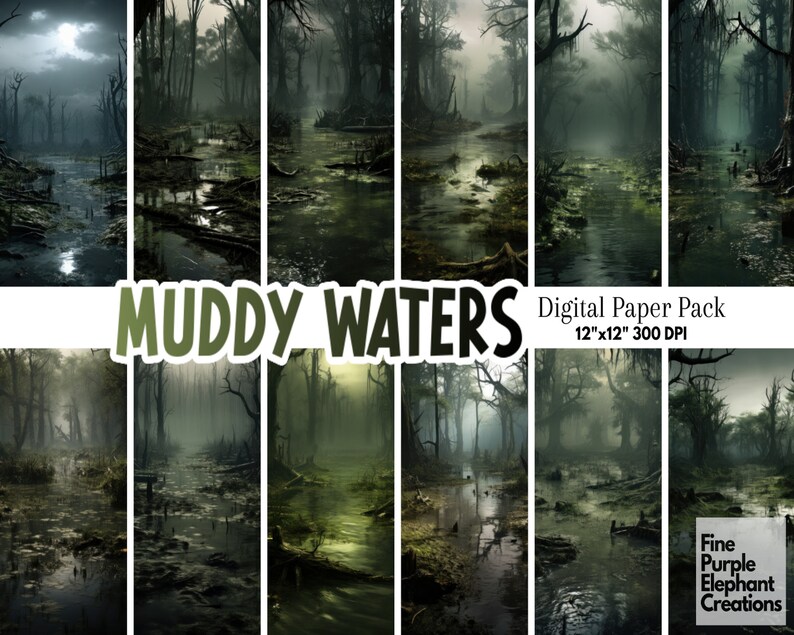 Spooky Swamp Digital Paper Halloween Sublimation HD Scary Wallpaper ...