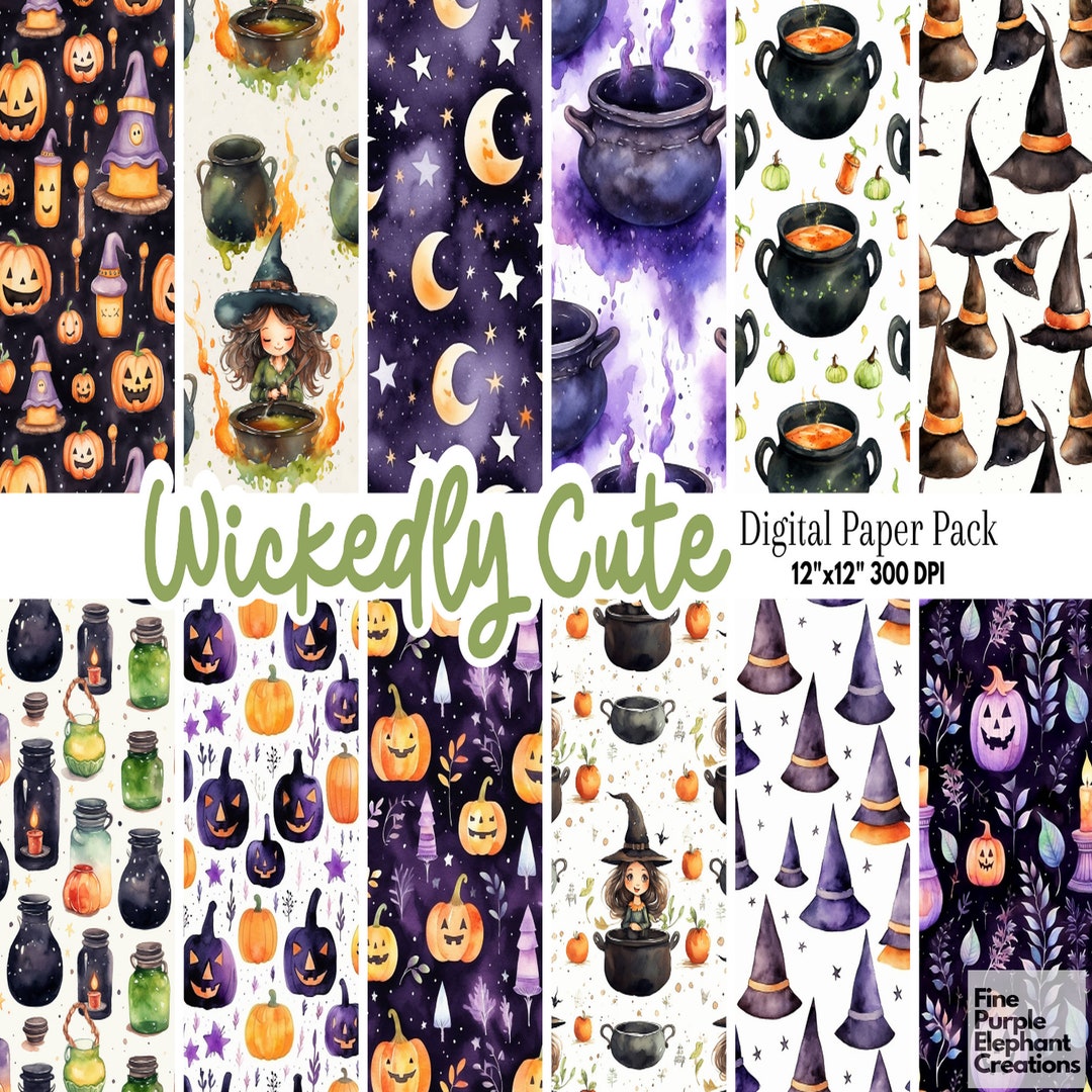 Cute Witch Digital Paper | Kids Halloween Pattern | Cute Halloween ...