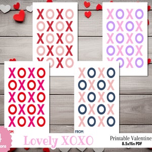 Printable Kids XOXO Valentine Digital Paper Card School Classroom Sweet ...