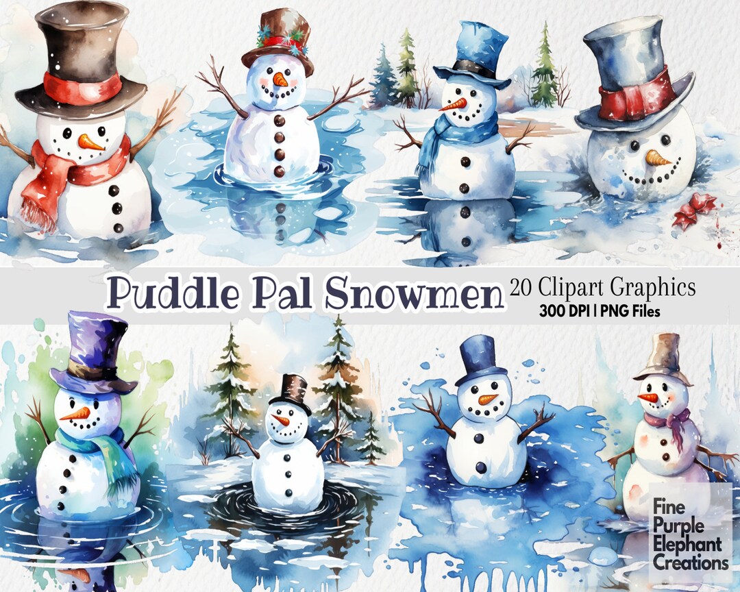 Watercolor Melted Snowman PNG Clipart | Winter Snow Sublimation ...