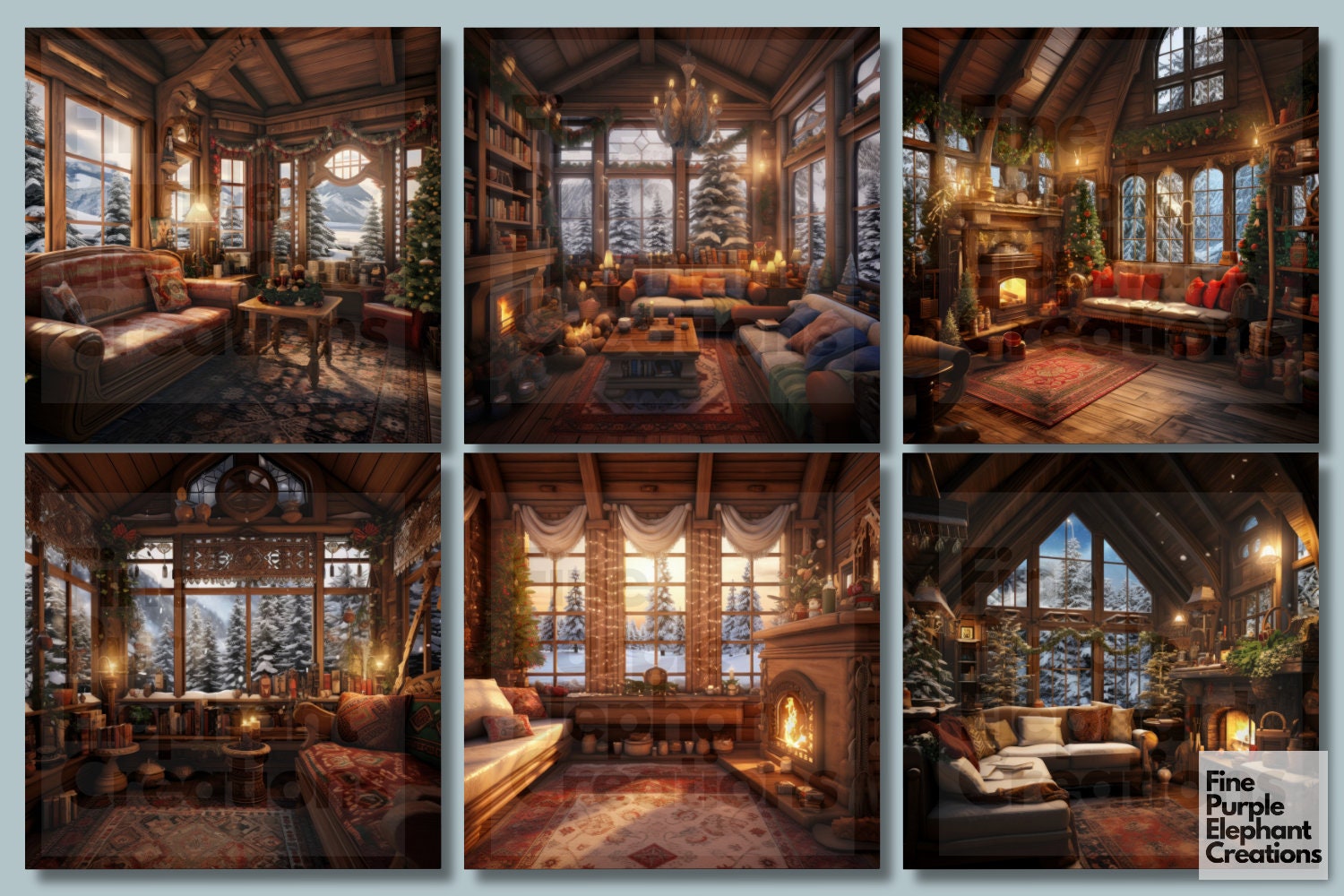 Winter Cabin Interior Digital Paper Christmas Sublimation - Etsy