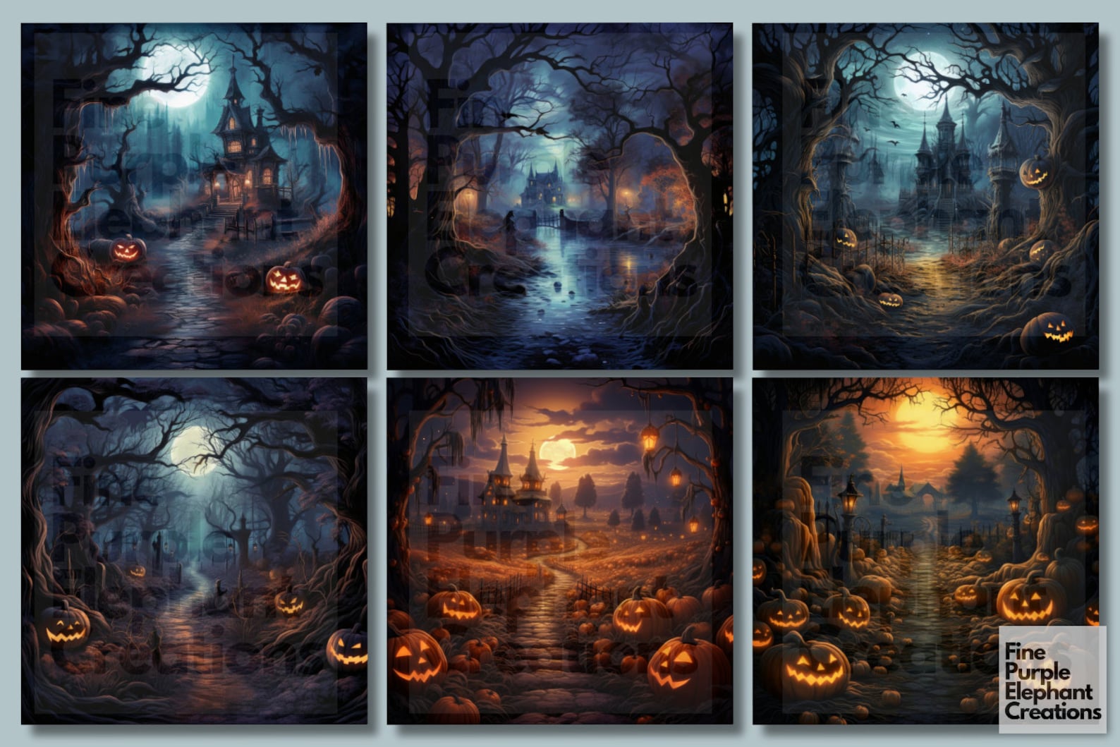 Spooky Halloween Digital Paper | Haunted House Sublimation | HD ...