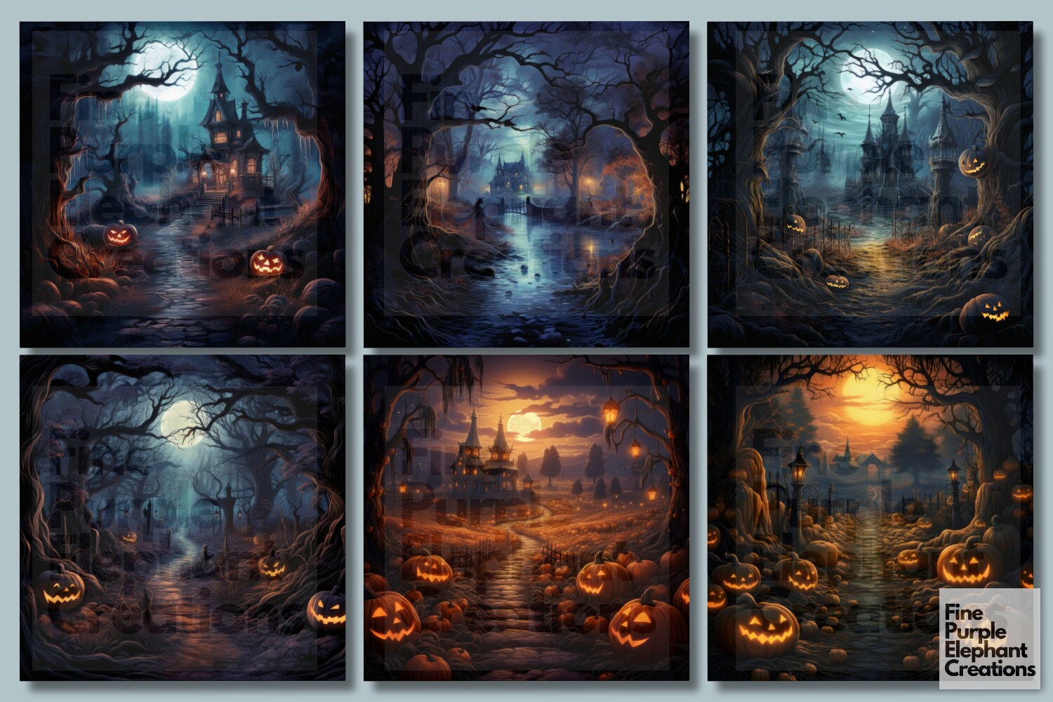 Spooky Halloween Digital Paper | Haunted House Sublimation | HD ...