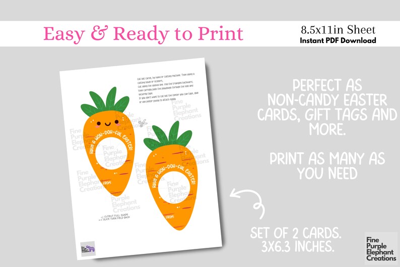 Printable Play Dough Easter Carrot Digital Paper Cards | Non-candy ...