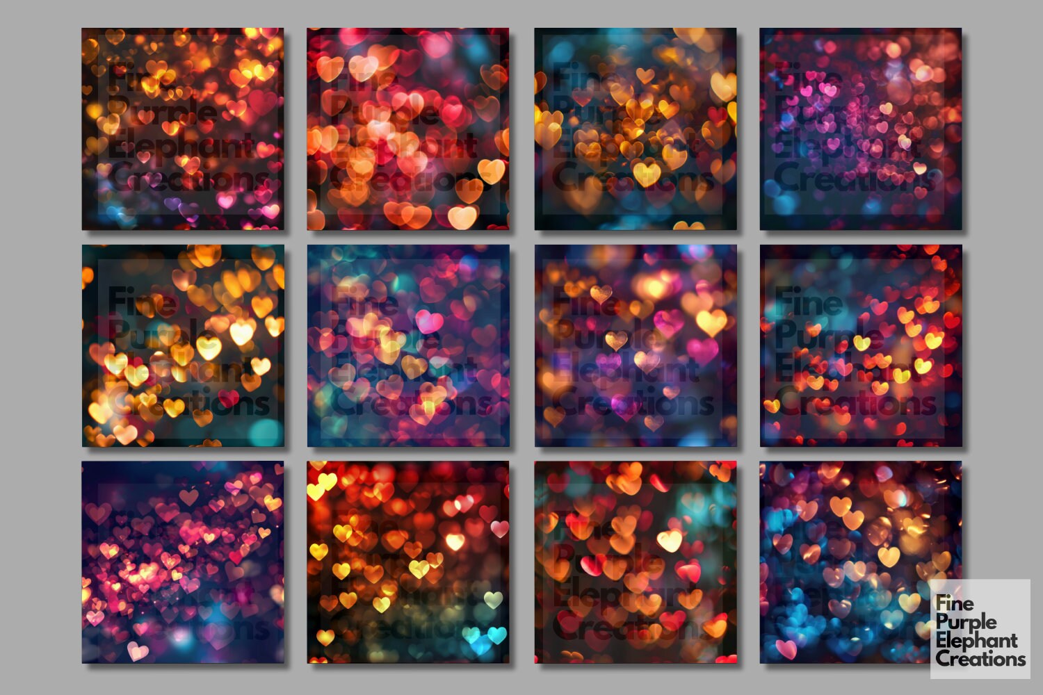 Rainbow Heart Bokeh Texture Digital Paper | Glam Glitter Shimmer ...