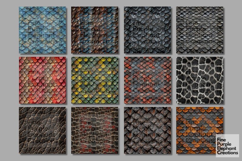 Fantasy Creature Skin Scales Texture Digital Paper - Colored Exotic ...