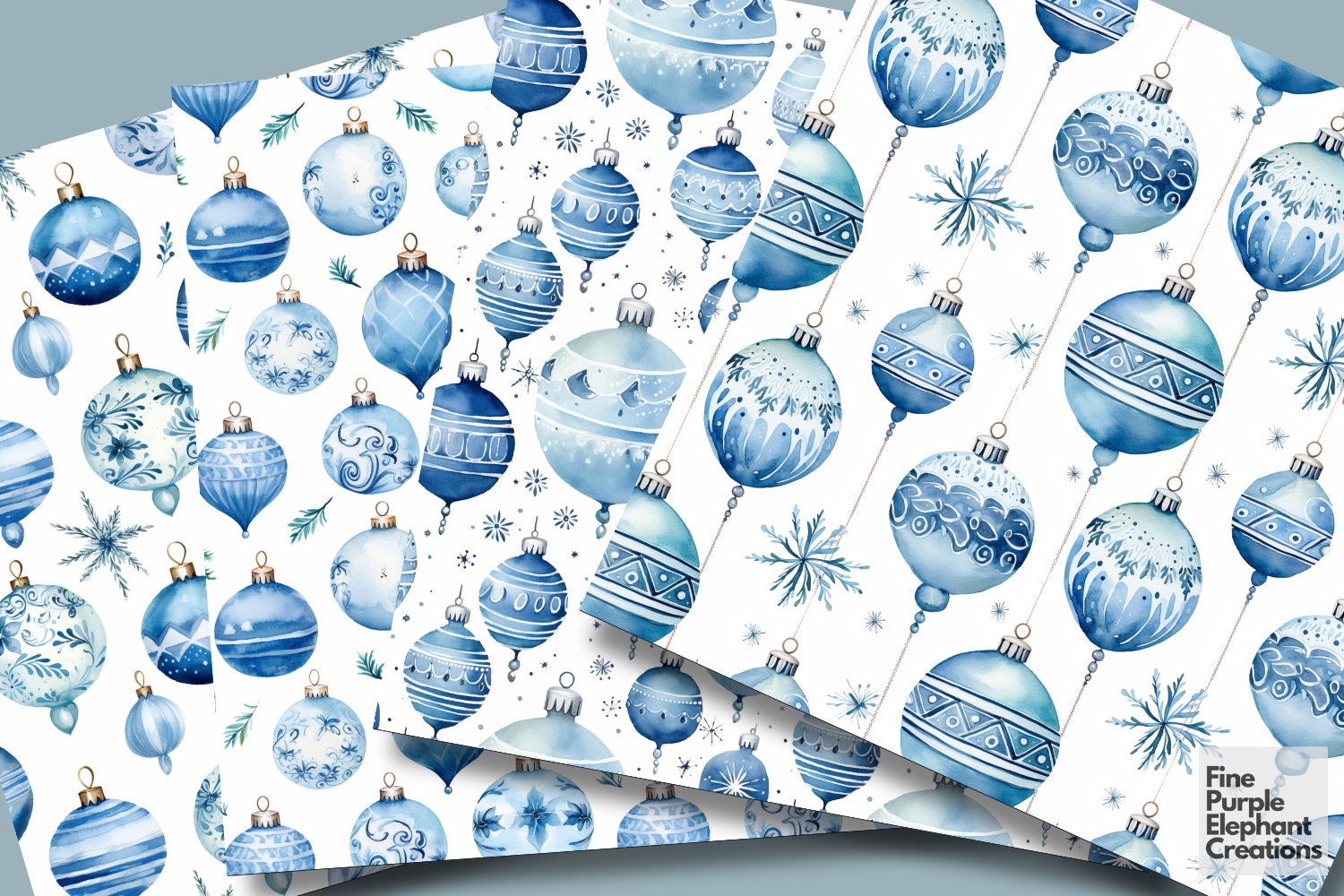 Watercolor Blue Christmas Digital Paper | Holiday Sublimation | HD ...