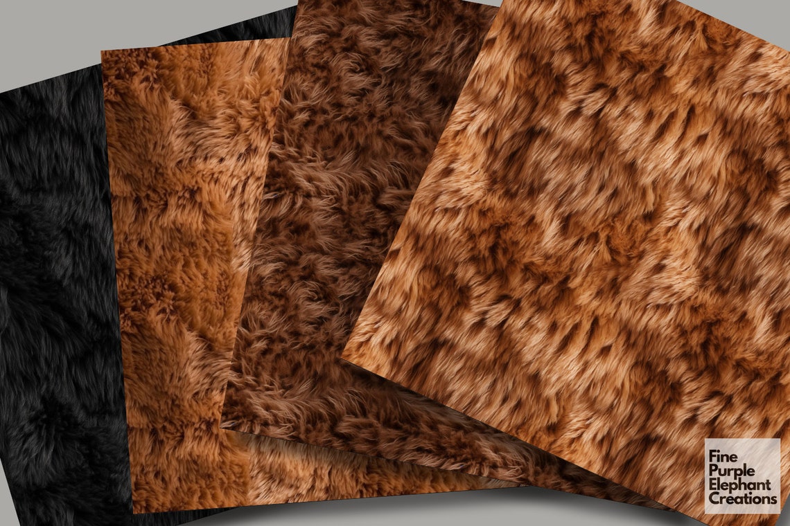 Neutral Fur Pelt Digital Paper | Wild Animal Hair Skin Texture ...