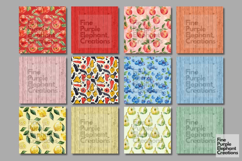 Farmhouse Fruit Digital Paper | Summer Themed Scrapbook Country Colored ...