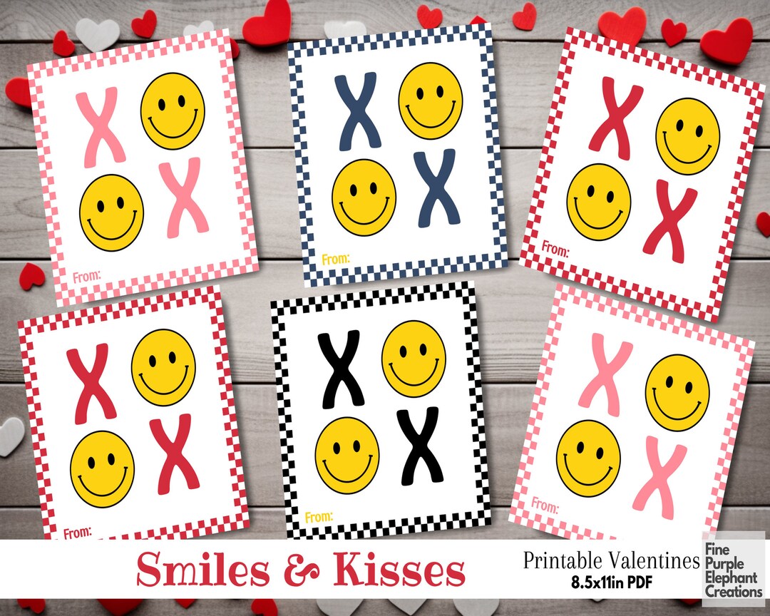 Printable Kid Smiley Face XOXO Valentine Digital Paper Card |school ...