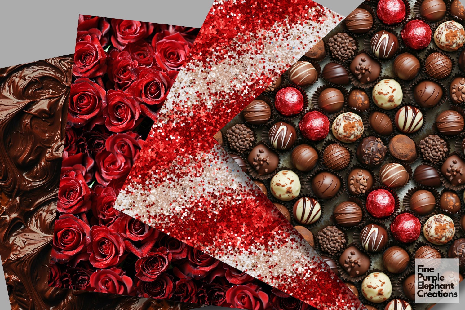 Red Valentine Textures Digital Paper | Printable Glitter Sequin Heart ...