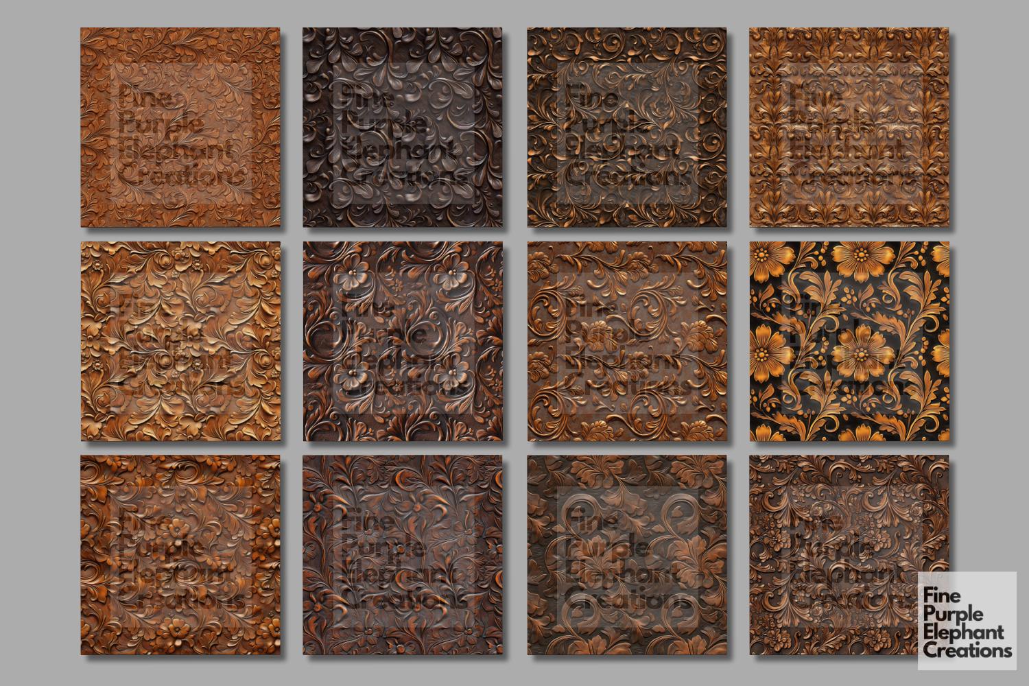 Brown Tooled Leather Digital Paper - Embossed Cowboy Western Grunge ...