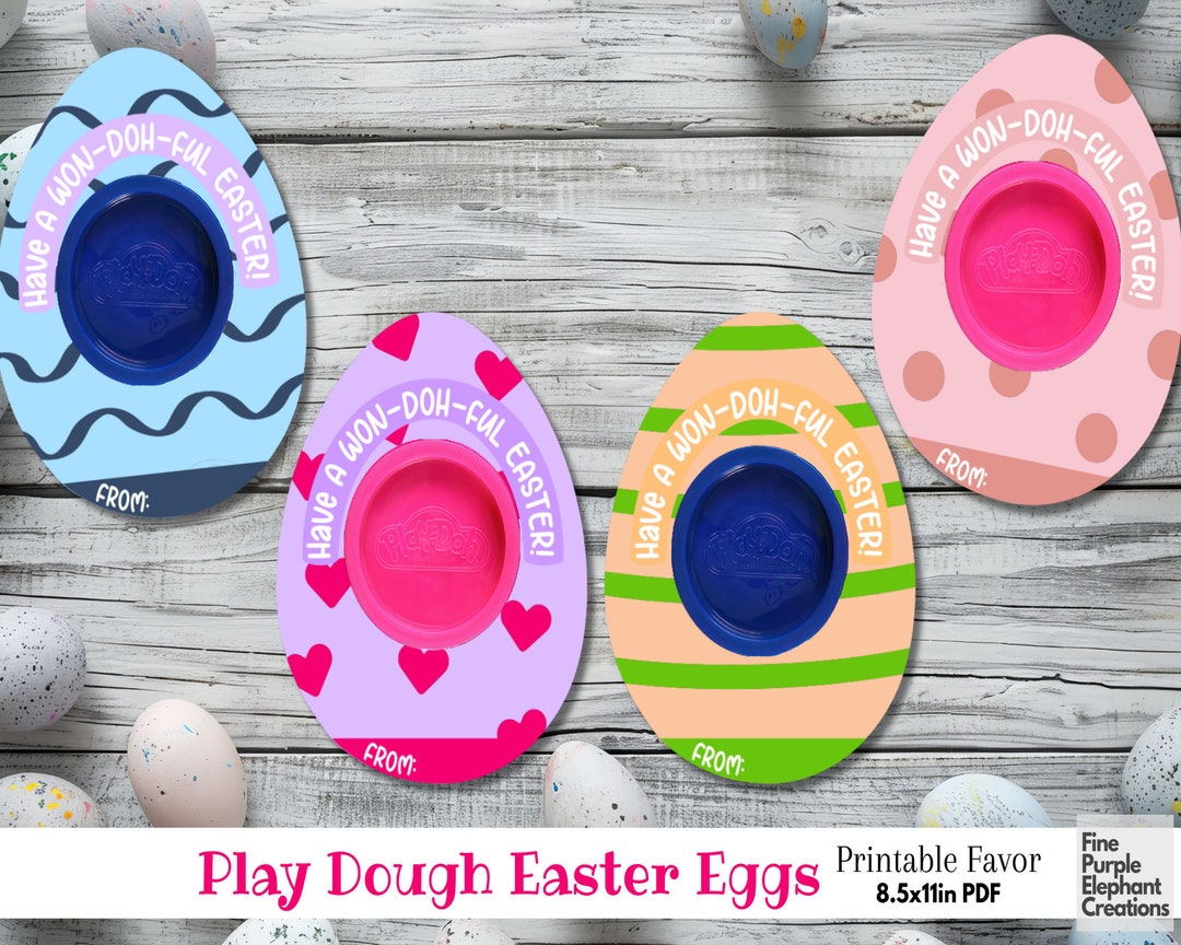 Printable Play Dough Easter Eggs Digital Paper Cards | Painted Dyed Non ...