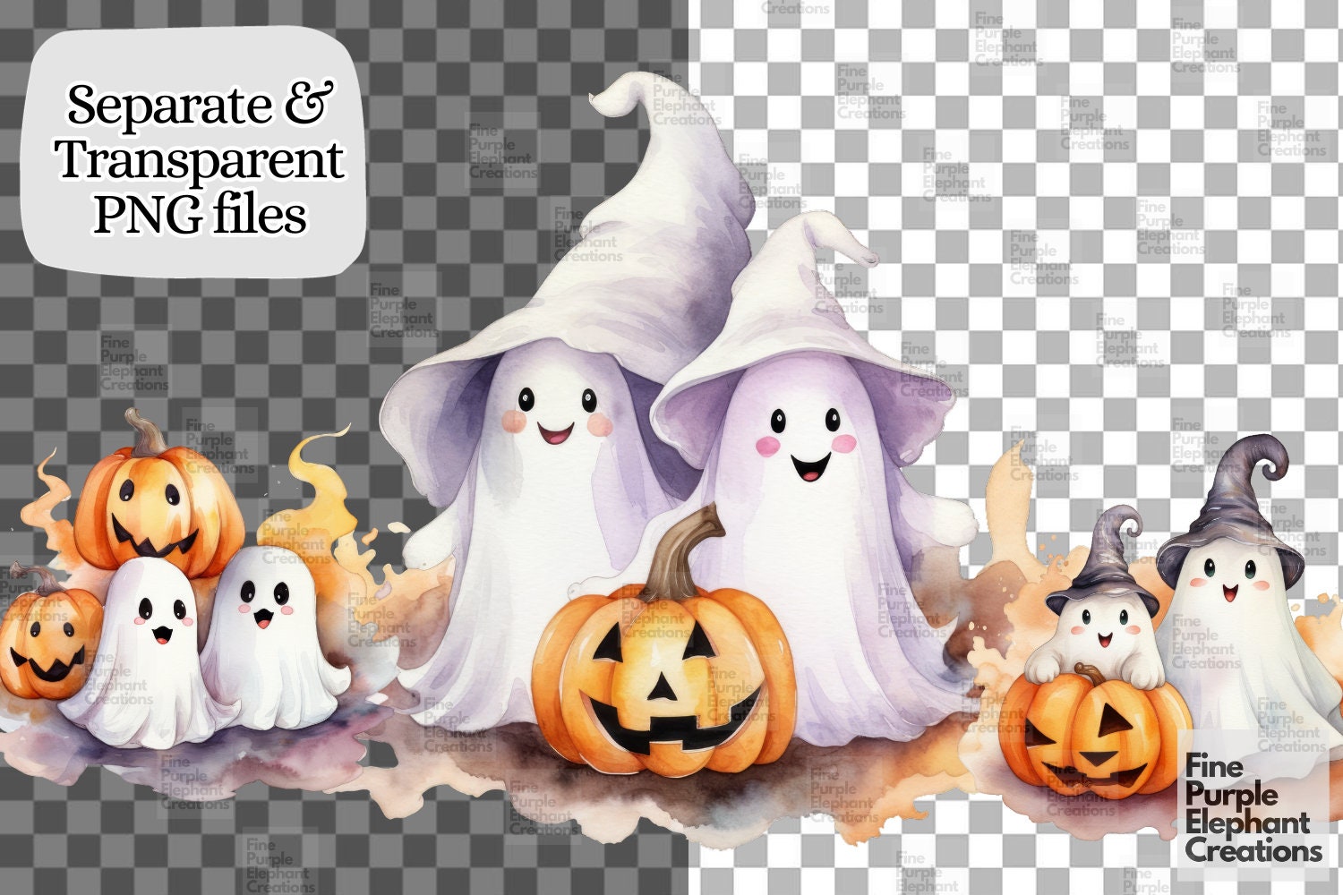 Cute Watercolor Ghost PNG Clipart | Halloween Sublimation | High ...