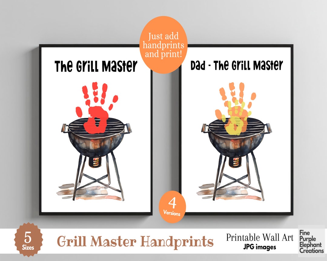 Custom BBQ Grill Master Handprint Digital Art Print | Father's Day ...